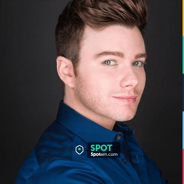Blue satin shirt worn by Chris Colfer on his Instagram account ...