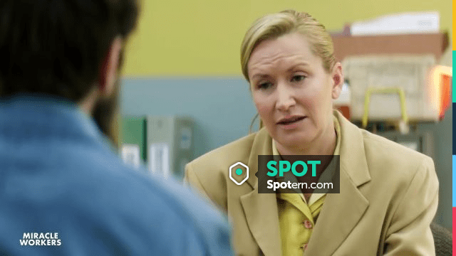 Yellow Office Blazer worn by Gail (Angela Kinsey) in Miracle Workers ...