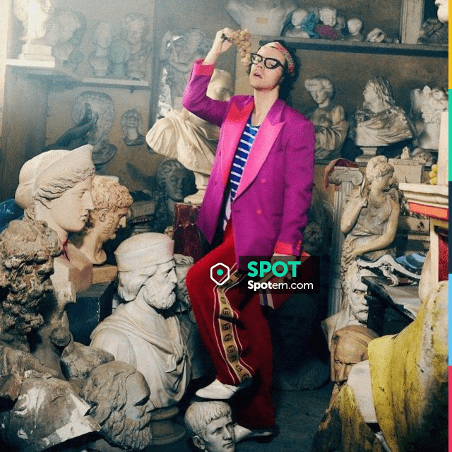 Red Velvet Sweatpants worn by Harry Styles Gucci Pre-Fall 2019 | Spotern