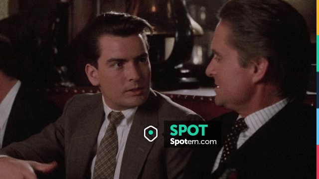 Grey brown business suit worn by Bud Fox (Charlie Sheen) in Wall Street ...