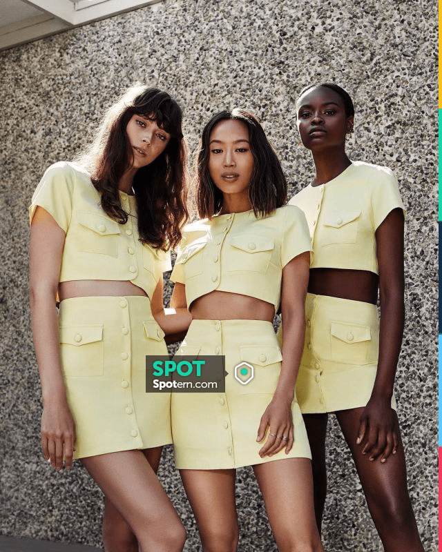Light yellow button skirt worn by Aimee Song on @aimeesong | Spotern