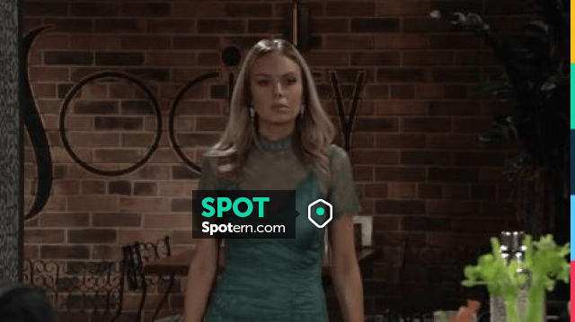 Jonathan simkhai green lace short-sleeve dress worn by Abby Newman ...