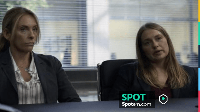 Express satin button front blouson sleeve chelsea popover worn by Karen ...