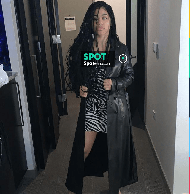 Long Black Leather Coat of Hennessy Carolina on the Instagram account ...
