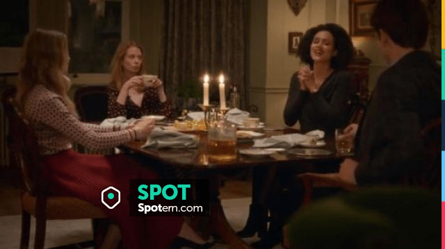 Tara jarmon red midi pleated skirt worn by Ainsley Howard (Rebecca ...