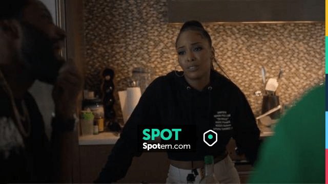 Heron Preston Black uniform vogue print hoodie worn by Amber (Brittany ...