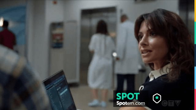 Rag and Bone black libby contrast collar polo shirt worn by Jessica ...