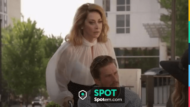 Black polka dot stretch pencil skirt worn by Laura Van Kirk in Dynasty ...