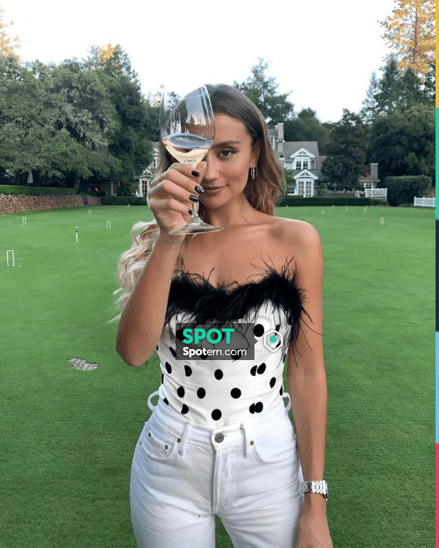 Top bustier à pois porté par chloebbb sur le compte Instagram de @chloebbbb | Spotern