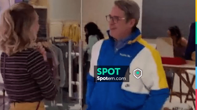 Nike sports­wear wo­ven jack­et new white blue yel­low worn by Burr ...