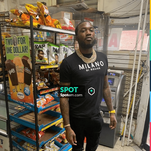 Milano di rouge Lo­go Print Black Shirt of Meek Mill on the Instagram ...