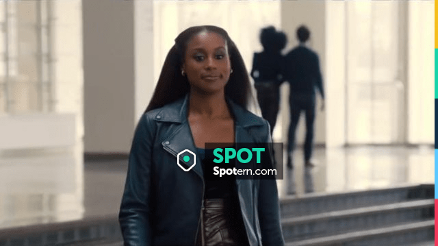 Dark Blue Faux Leather Jacket worn by Mae (Issa Rae) in The Photograph ...