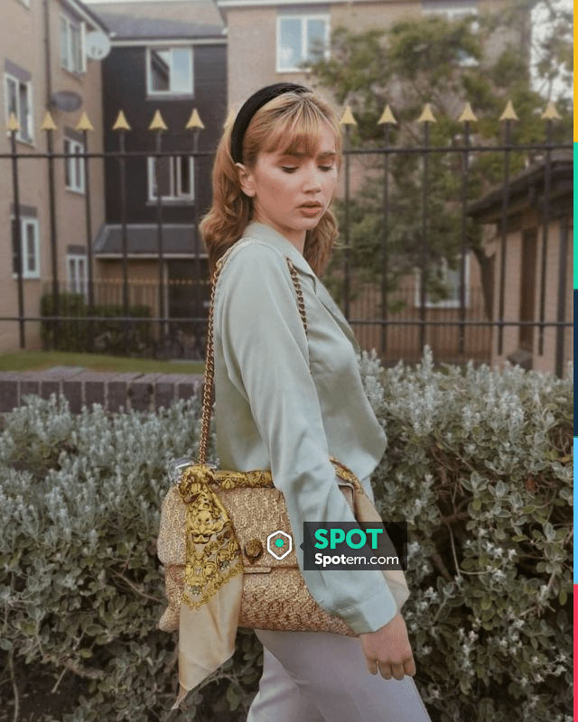 Camel Raf­fia Shoul­der Bag of Abi Milner on the Instagram account ...