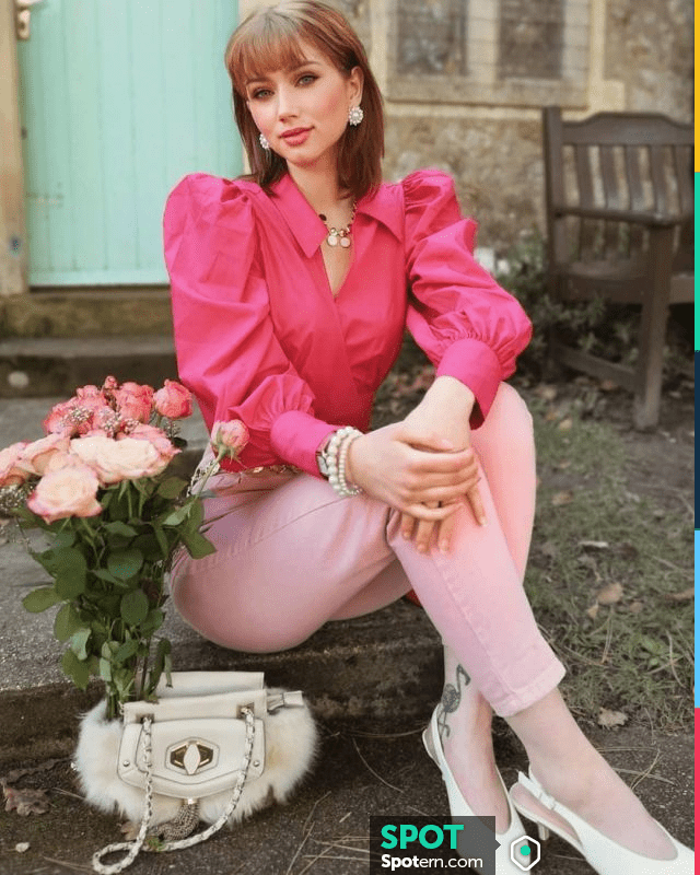 White Heeled Shoes of Abi Milner on the Instagram account @abigail ...