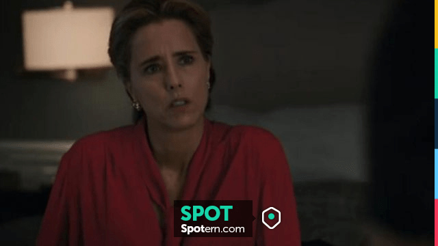 J crew Neck Tie Blouse In Coral worn by Elizabeth McCord (Téa Leoni) in ...