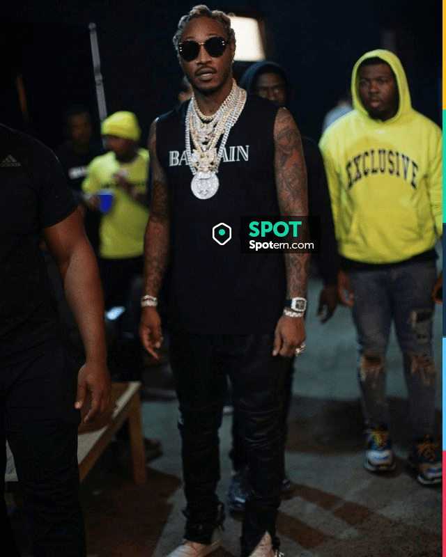 The tank top balmain paris black and white worn by Future on the ...