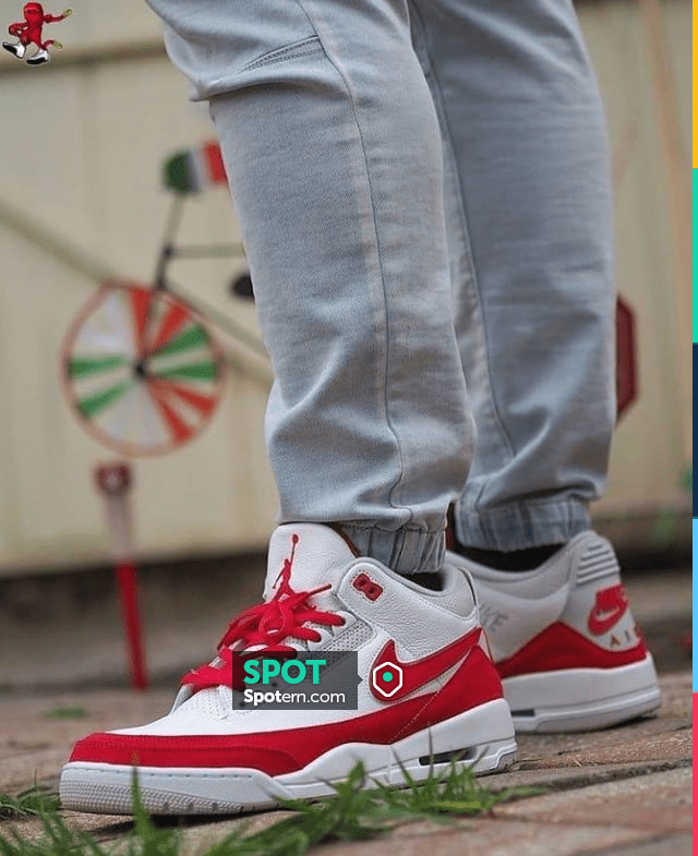 Jordan 3 Retro Tinker White University Red on the account Instagram of ...
