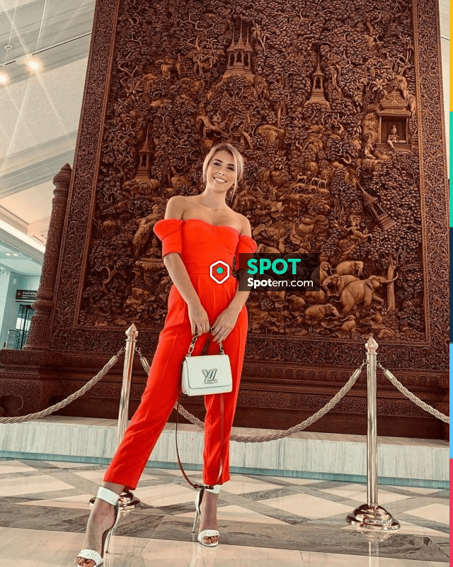 The pantsuit strapless, orange, Eva Colas on the account Instagram of ...