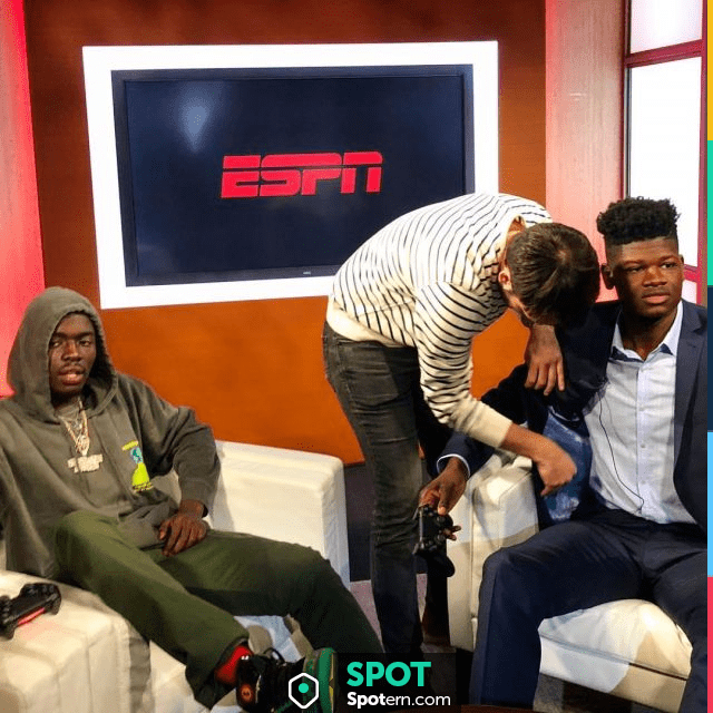 Sneakers black and green with designs worn by Sheck Wes on the account ...