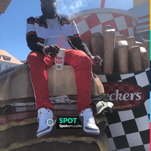 Sneakers air jordan white and red with printed worn by Rick Ross on the ...