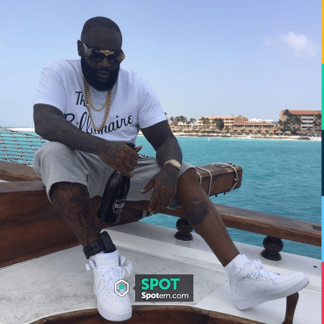 Sneakers nike white high tops worn by Rick Ross on the account ...