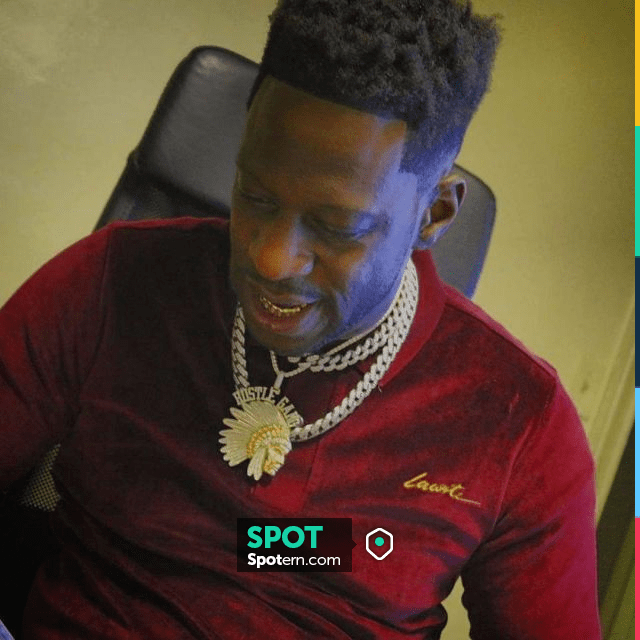 Lacoste polo bordeaux velvet worn by Young Dro on the account Instagram ...