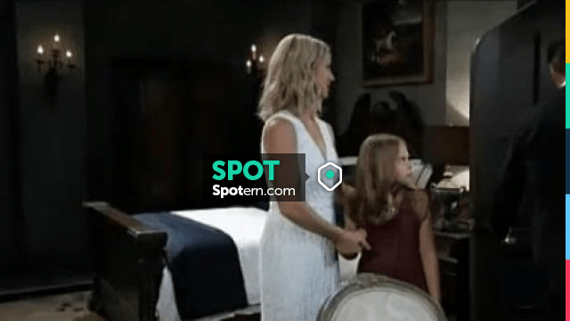 Lara brandy White Bead­ed V-Neck Wed­ding Dress worn by Nina Reeves ...