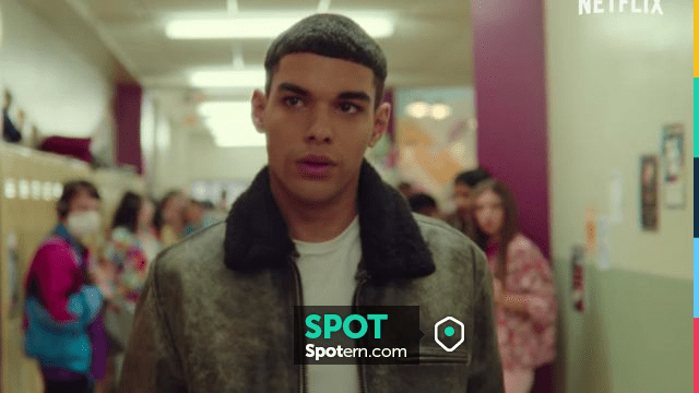 Chaqueta De Cuero Negro Con Cuello De Piel De Rahim Sami Outalbali En