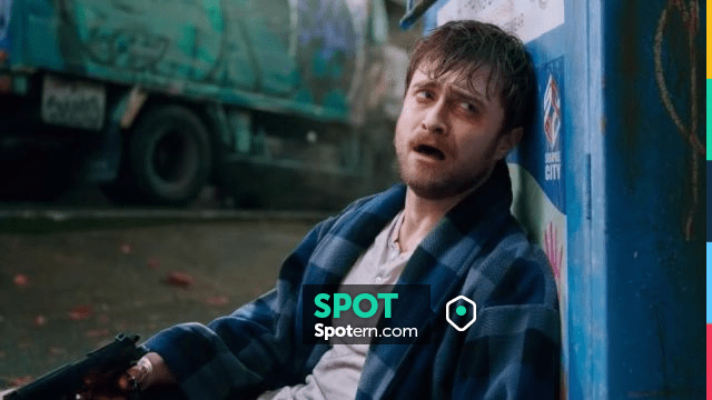 Blue checked dressing gown of Miles (Daniel Radcliffe) in Guns Akimbo ...
