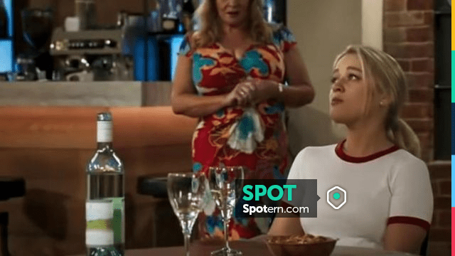 White & Red Ringer Tee worn by Roxy Willis in Neighbours January 2020 ...