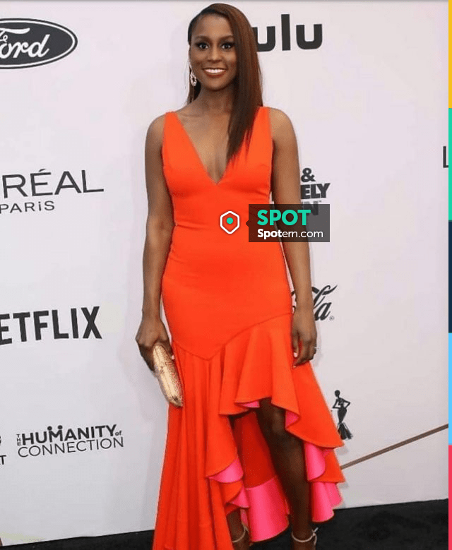 Yellow V-Neck Long Dress worn by Issa Rae on the Instagram account ...