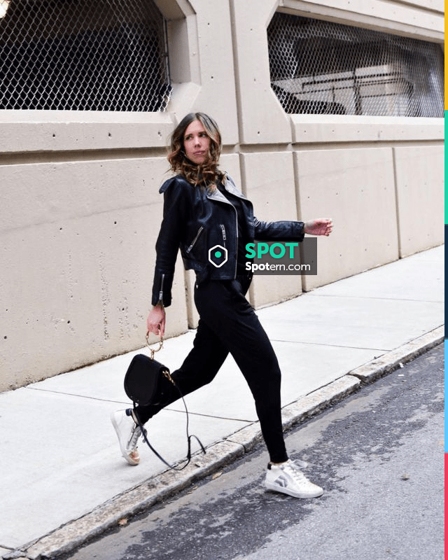 Leather Bik­er Jack­et of Meghan Basinger on the Instagram account ...