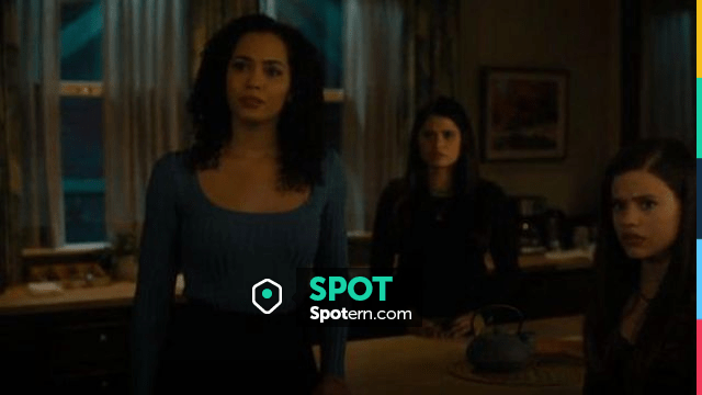 Blue Ribbed Square Neck Top worn by Macy Vaughn (Madeleine Mantock) in ...