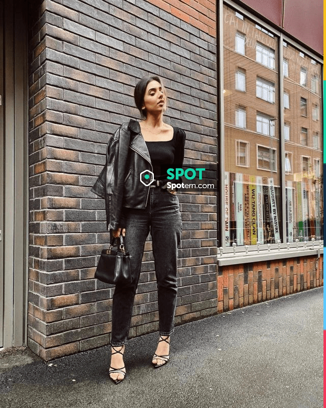 Leather Bik­er Jack­et of Annam Ahmad on the Instagram account @annam ...