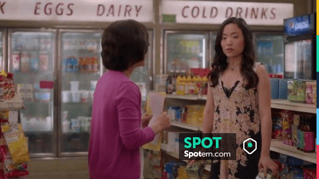 Black Floral V Neck Dress worn by Janet (Andrea Bang) in Kim's ...