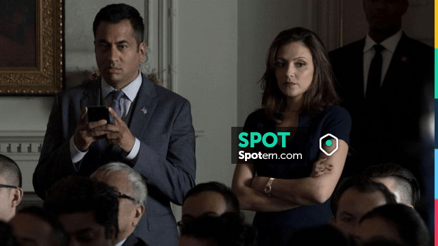 The dress navy blue worn by Emily Rhodes (Italia Ricci) in Designated ...