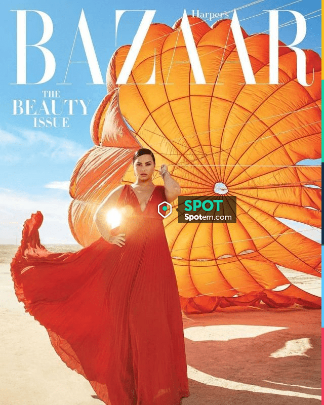 The evening gown in georgette pleated red Valentino Demi Lovato on the ...