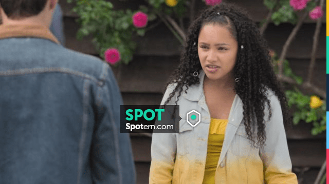 Forever 21 Blue and Yellow Denim Jacket worn by Zoe (Jaylen Barron) in ...