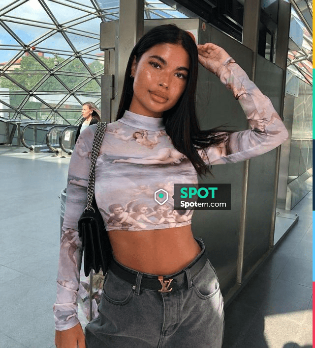 Re­nais­sance Print­ed High Neck Long Sleeve Crop Top of Aisha Potter ...