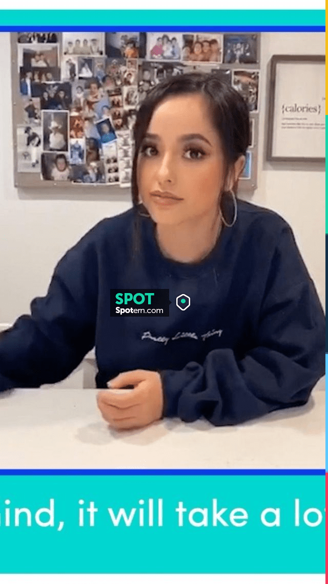 PrettyLittleThing Navy Embroidered Sweater worn by Becky G on her ...