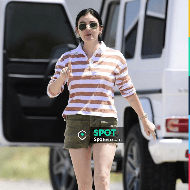 Rag & Bone Super High Rise Army Shorts worn by Lucy Hale Los Angeles ...
