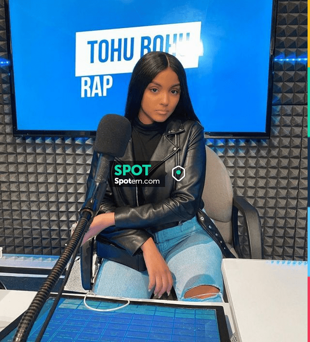 Jacket Biker leather worn by Wejdene on his account Instagram @wejdene ...