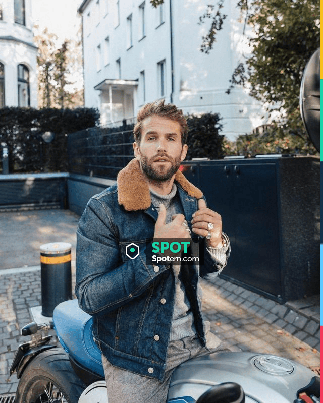Shear­ling-Col­lar Den­im Jack­et worn by Andre Hamann on his Instagram ...