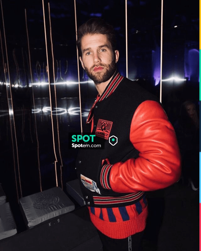 Versace Patch Em­bell­ished Bomber Jack­et worn by Andre Hamann on his ...