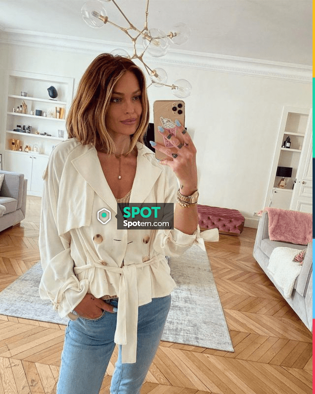 The jacket buttoned white RECC Paris worn by Caroline Receiver on the ...