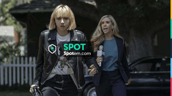 Black leather jacket worn by Pia Brewer (Zoe Kazan) as seen in ...