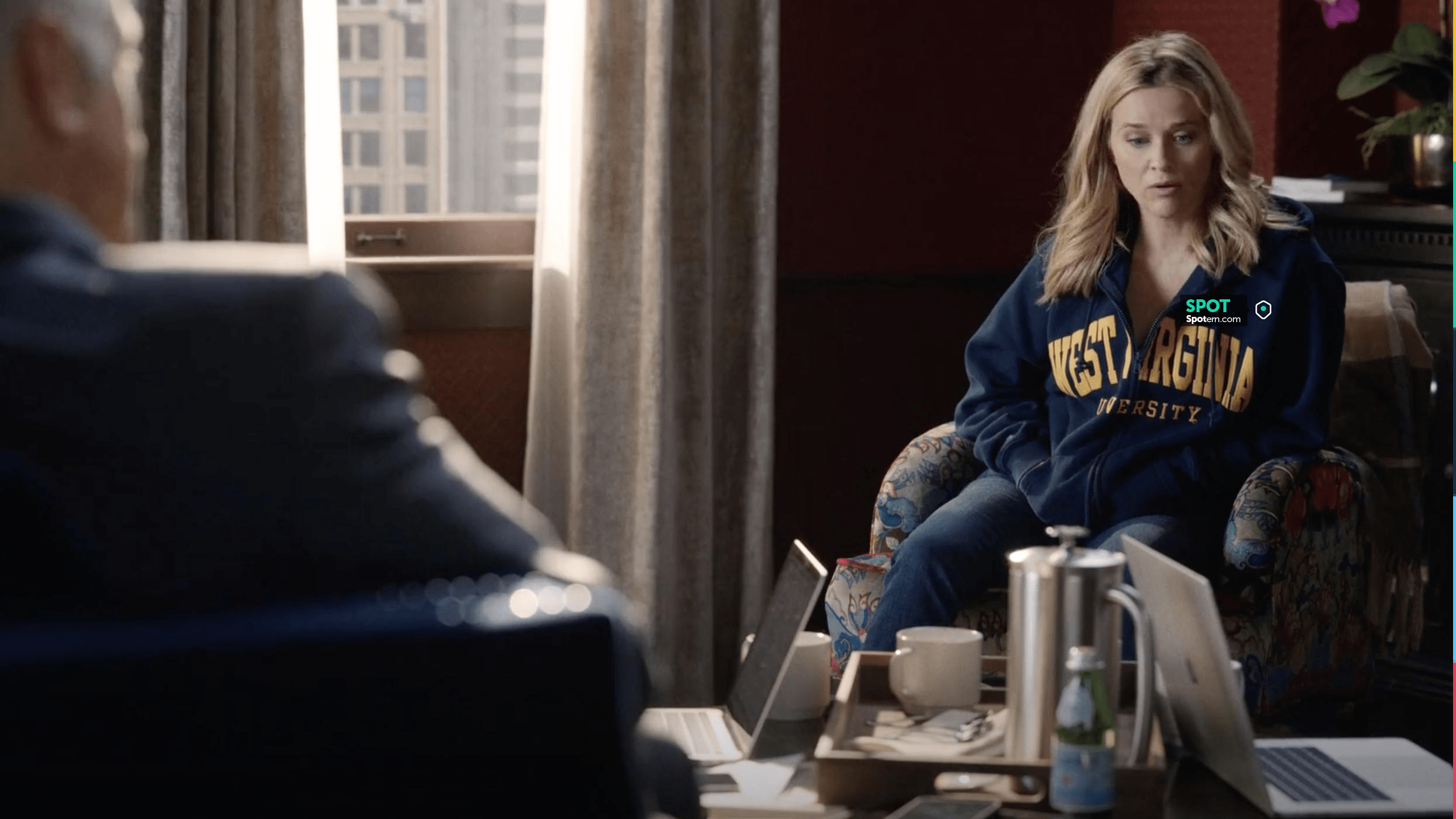 West Virginia zip hoodie in blue worn by Bradley Jackson (Reese ...