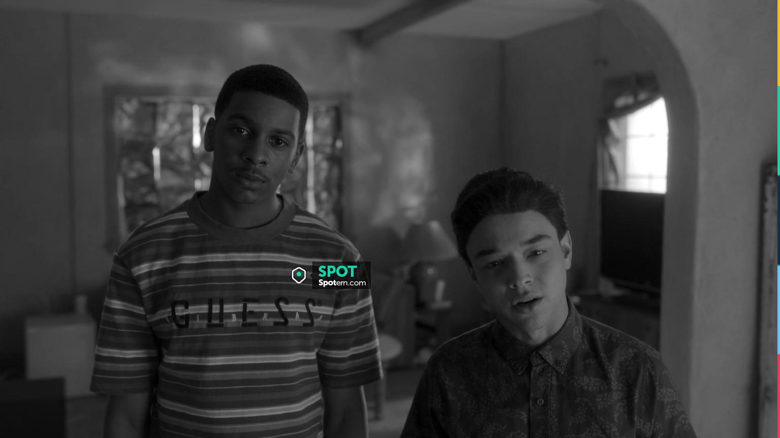 Guess Striped Tee worn by Jamal Turner (Brett Gray) as seen in On My ...