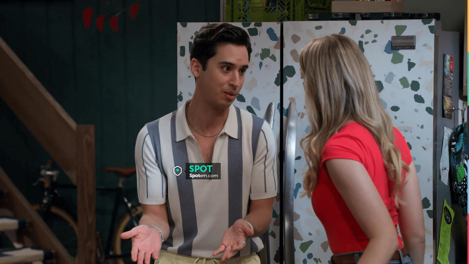 Reiss Leo striped cotton-blend polo top worn by Jayden (Michael Hsu ...