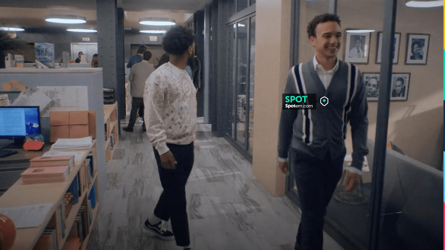 Sandro College Wool Striped Button Cardigan worn by Freddie / Fredrick ...